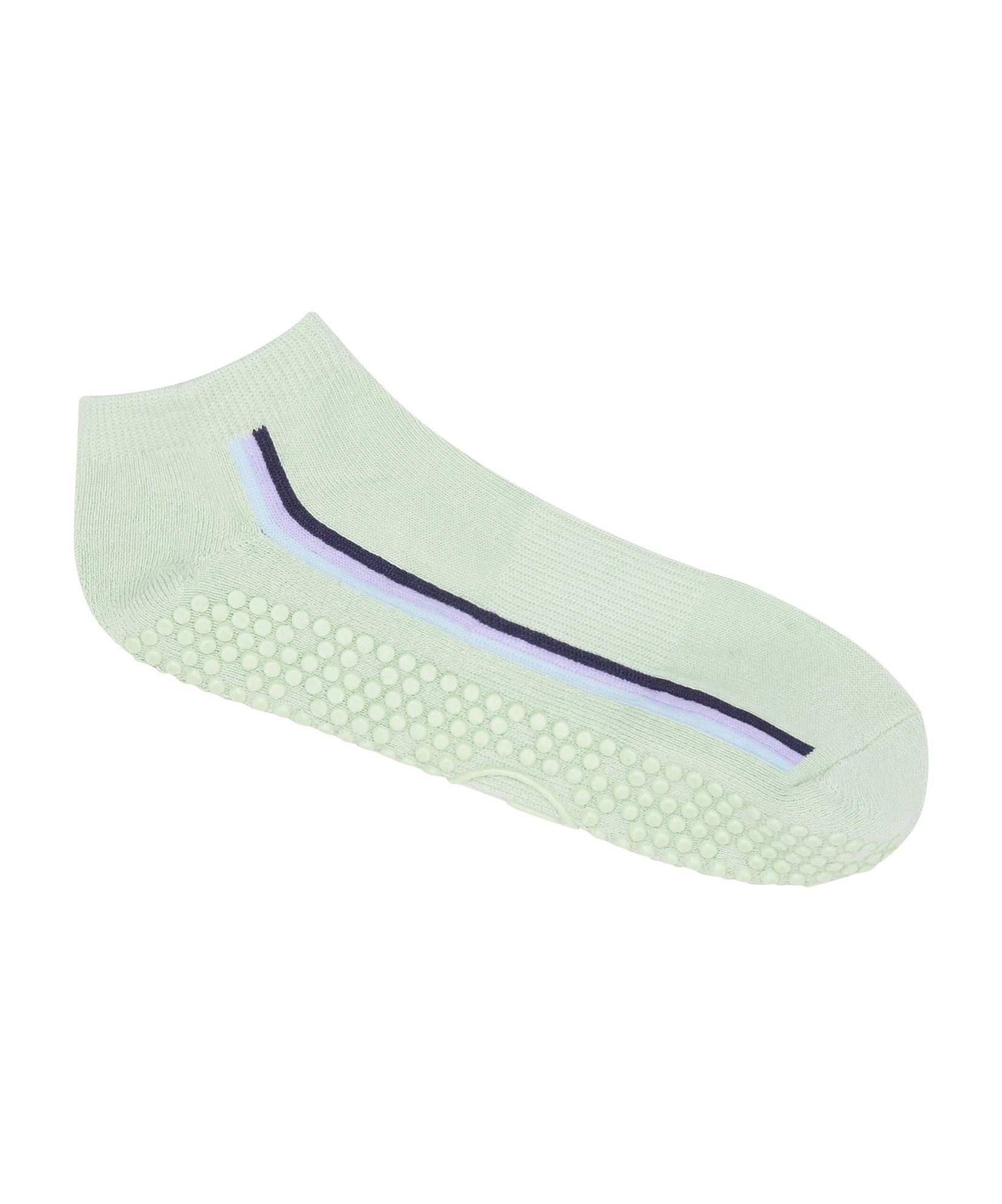 The Pilates Shop. Classic Low Rise Grip Socks - Stellar Stripes Mint